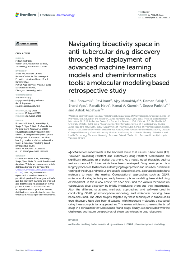 (PDF) Navigating bioactivity space in anti-tubercular drug discovery ...