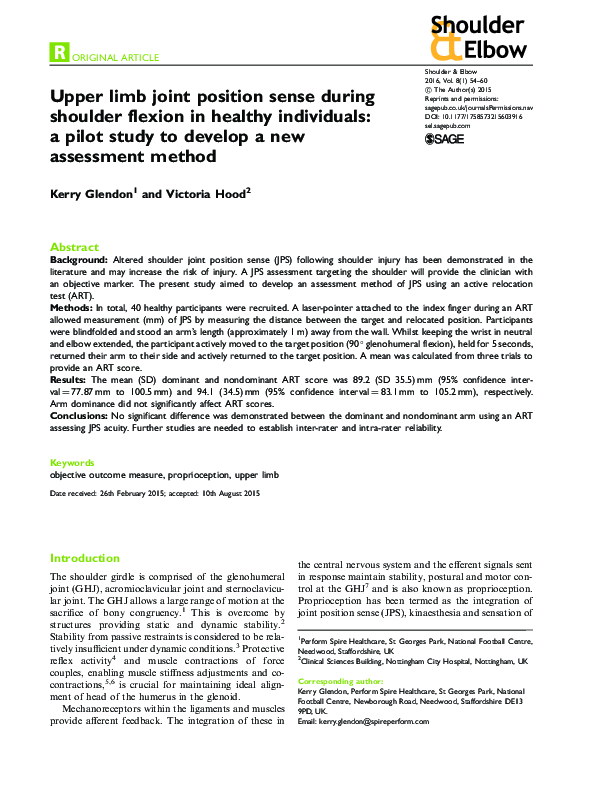 (PDF) Upper limb joint position sense during shoulder flexion in ...