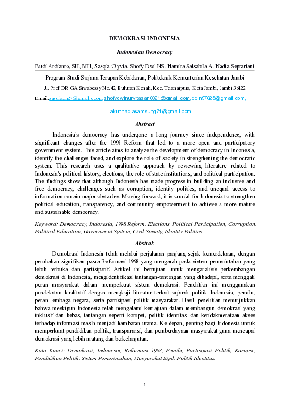 (PDF) DEMOKRASI INDONESIA:Indonesian Democracy