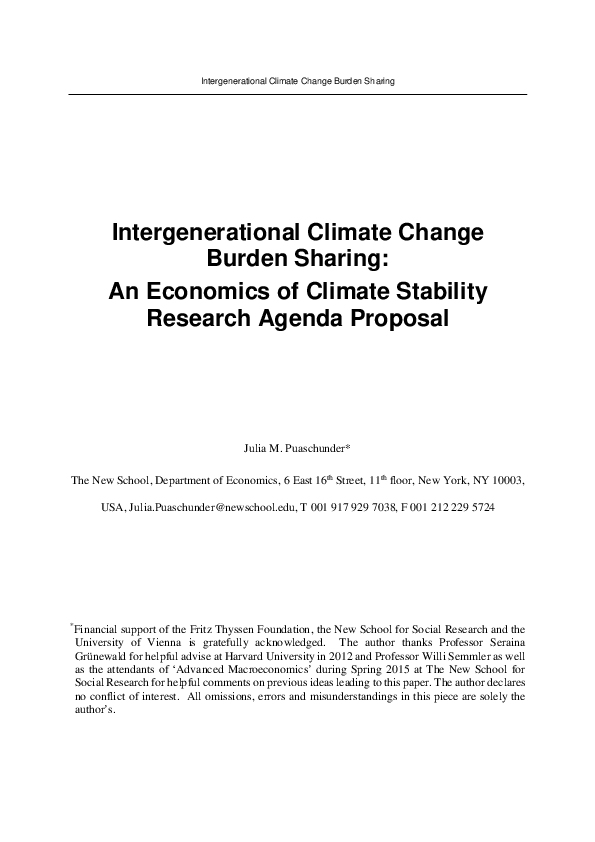(PDF) Intergenerational Climate Change Burden Sharing