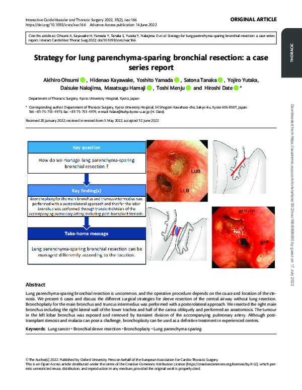 (PDF) Strategy for lung parenchyma-sparing bronchial resection: a case ...