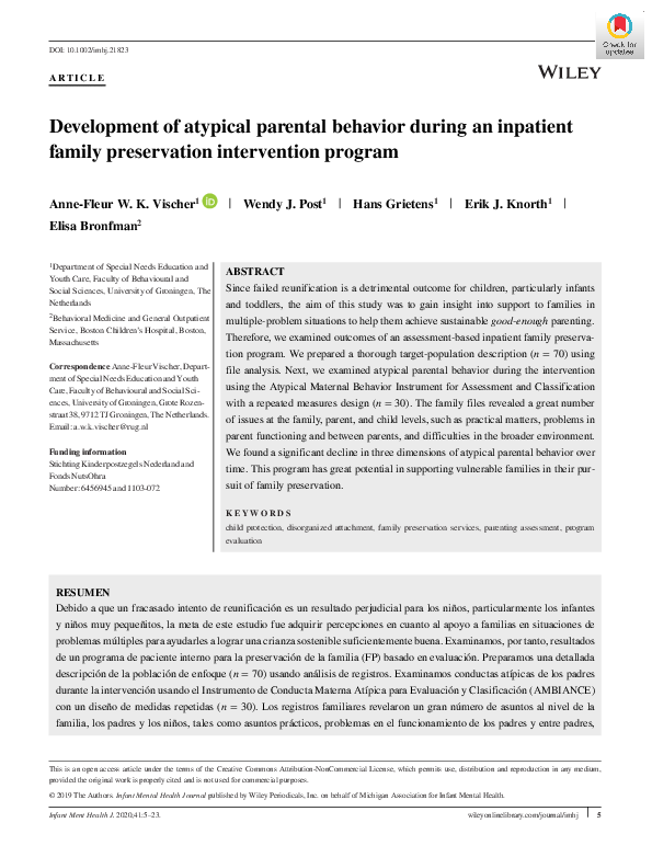 (PDF) Development of atypical parental behavior during an inpatient ...