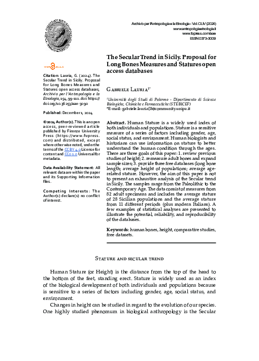 (PDF) The Secular Trend in Sicily. Proposal for Long Bones Measures and ...