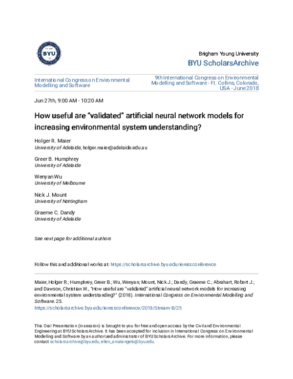 (PDF) How useful are “validated” artificial neural network models for increasing environmental ...