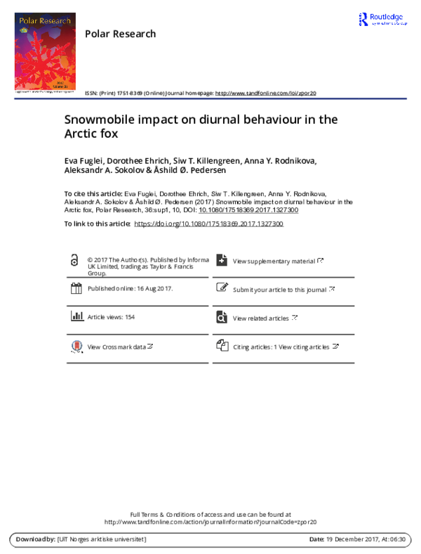 (PDF) Snowmobile impact on diurnal behaviour in the Arctic fox | Siw ...