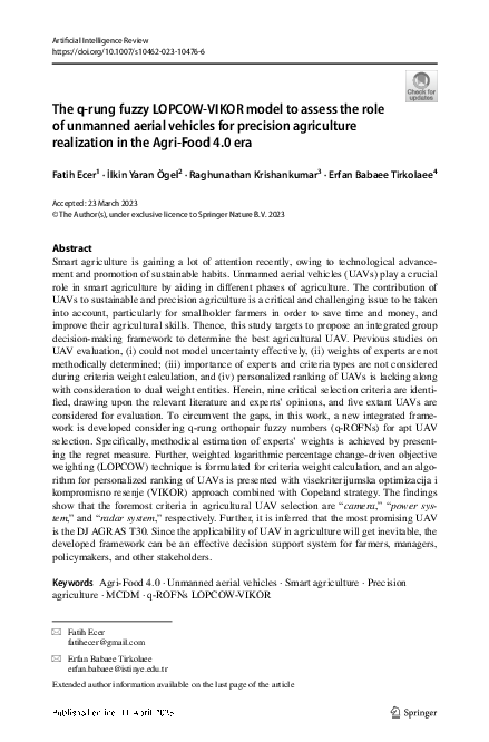 (PDF) The q-rung fuzzy LOPCOW-VIKOR model to assess the role of ...