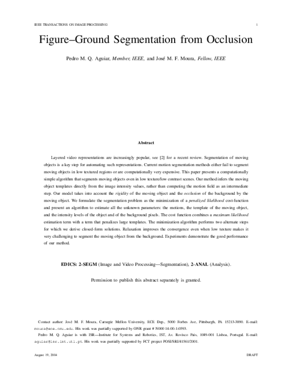 (PDF) Figure-ground segmentation from occlusion
