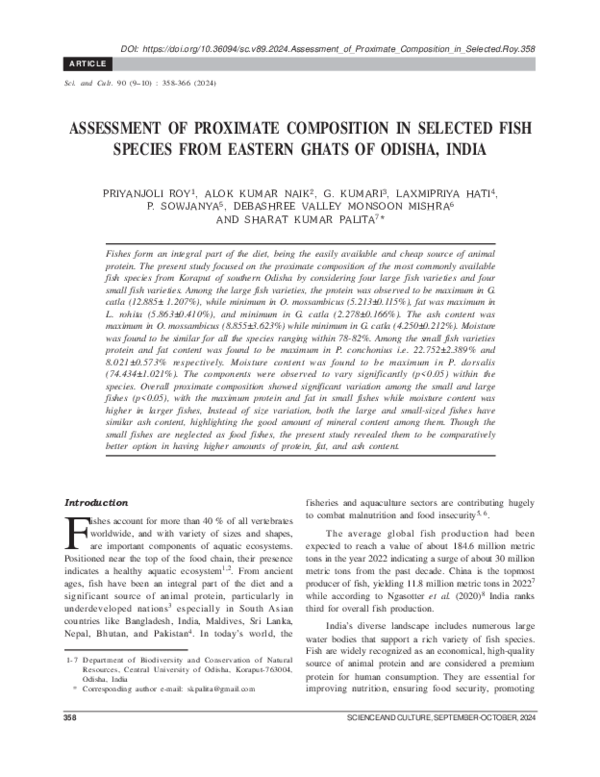 (PDF) ASSESSMENT OF PROXIMATE COMPOSITION IN SELECTED FISH SPECIES FROM ...