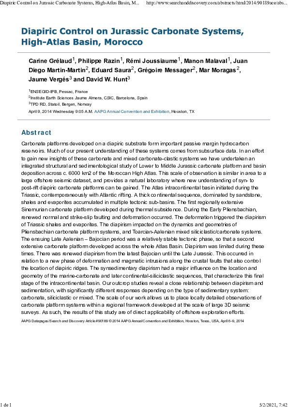 (PDF) Diapiric Control on Jurassic Carbonate Systems of the High Atlas ...