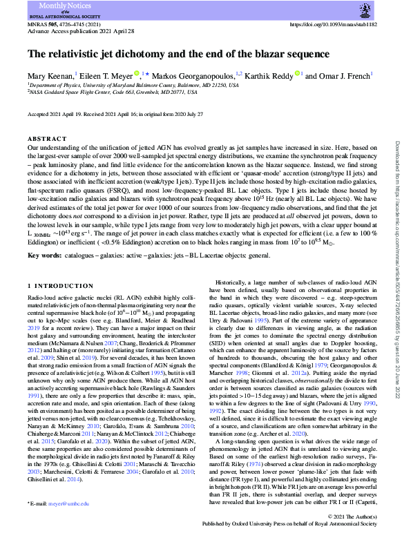 (PDF) The relativistic jet dichotomy and the end of the blazar sequence