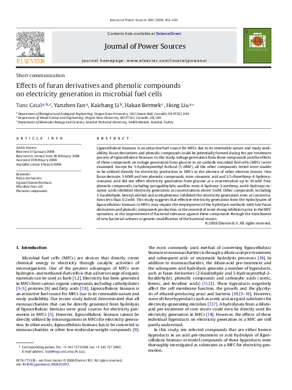 (PDF) Effects of furan derivatives and phenolic compounds on electricity generation in microbial ...