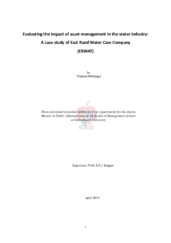 (PDF) Evaluating the impact of asset management in the water industry ...