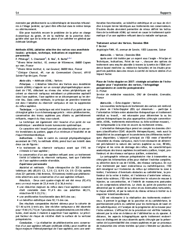 (PDF) Méthode ASVAL (ablation sélective des varices sous anesthésie ...