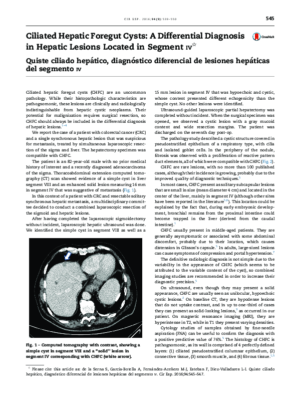 (PDF) Ciliated Hepatic Foregut Cysts: A Differential Diagnosis in ...