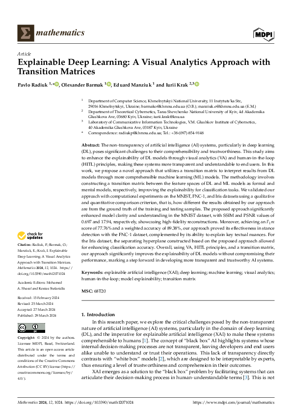 (PDF) Explainable Deep Learning: A Visual Analytics Approach with Transition Matrices