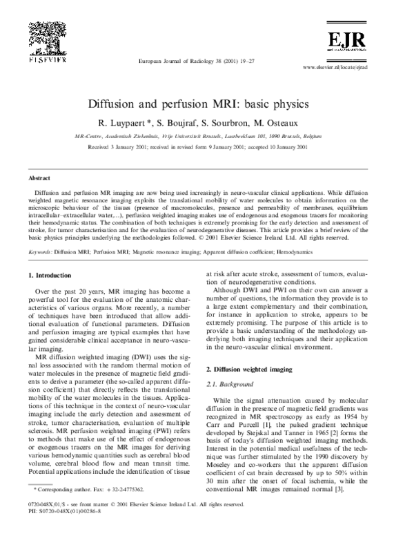 (PDF) Diffusion and perfusion MRI: basic physics | Said BOUJRAF - Academia.edu
