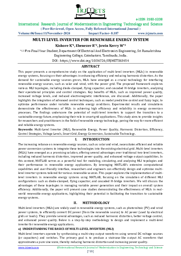 (PDF) Multi Level Inverter for Renewable Energy System