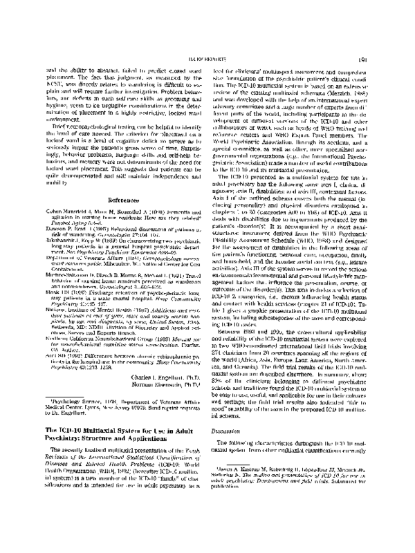 (PDF) The ICD-10 Multiaxial System for Use in Adult Psychiatry