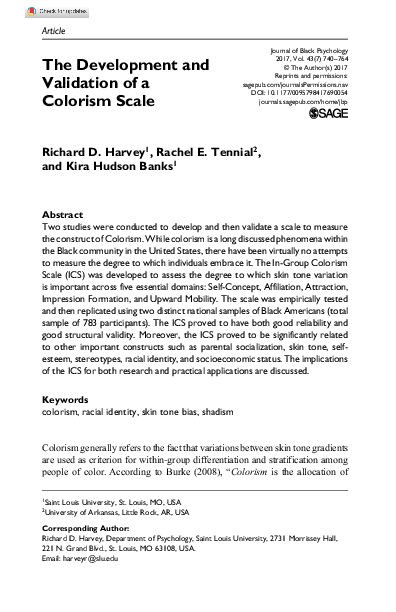 (PDF) The Development and Validation of a Colorism Scale