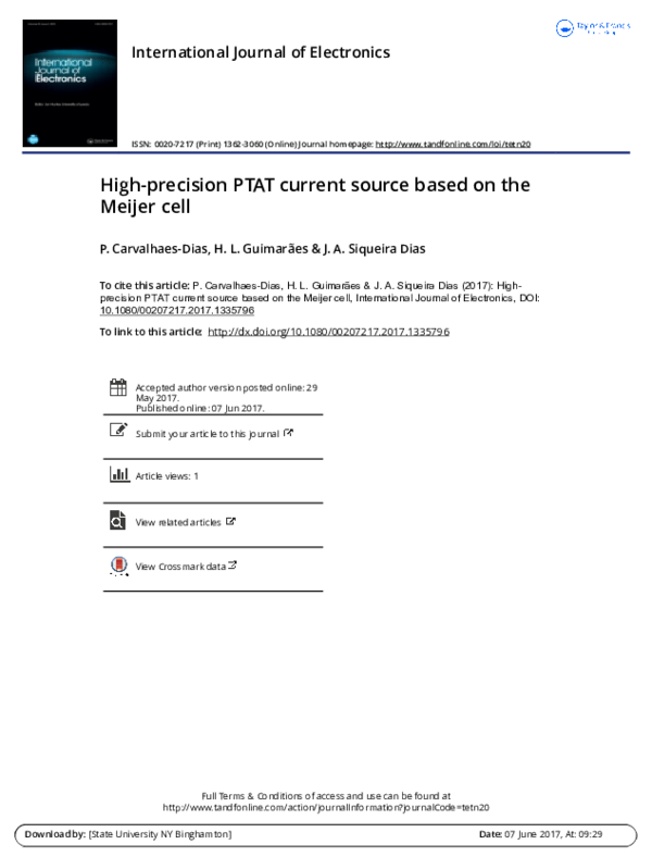 (PDF) High-precision PTAT current source based on the Meijer cell