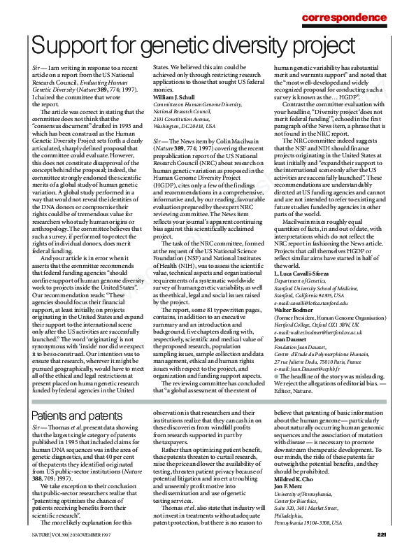 (PDF) Support for genetic diversity project