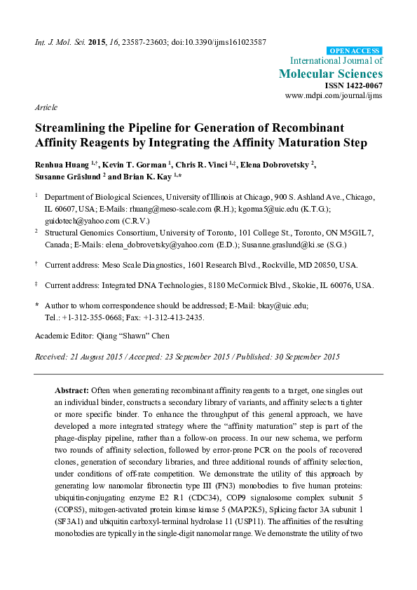 (PDF) Article Streamlining the Pipeline for Generation of Recombinant ...