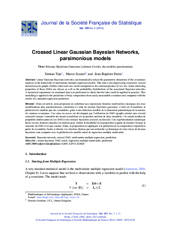 (PDF) Crossed linear Gaussian Bayesian networks, parsimonious models