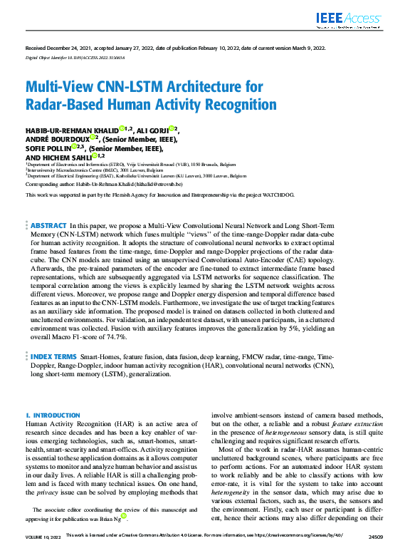 Multi View Cnn Lstm Architecture For Radar Based Human Activity Recognition