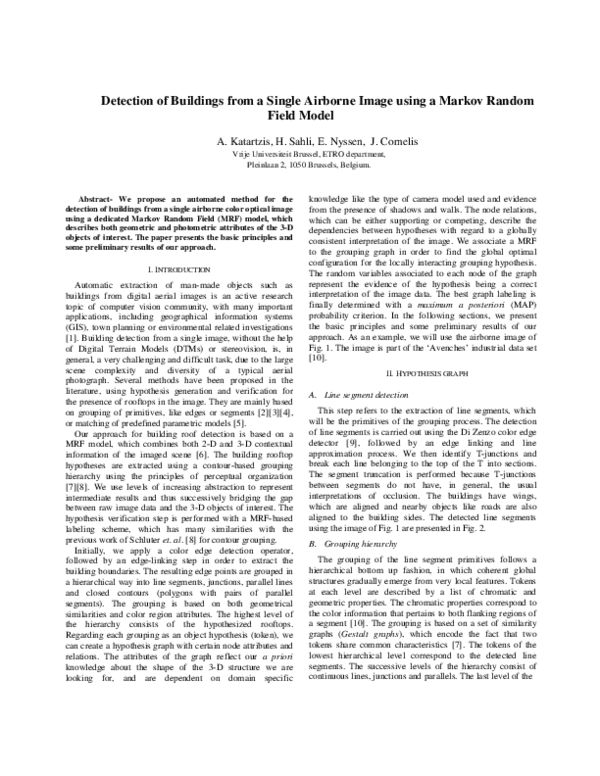 (PDF) Detection of buildings from a single airborne image using a Markov random field model