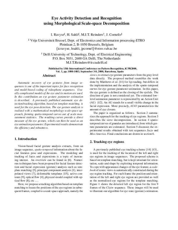 Pdf Eye Activity Detection And Recognition Using Morphological Scale