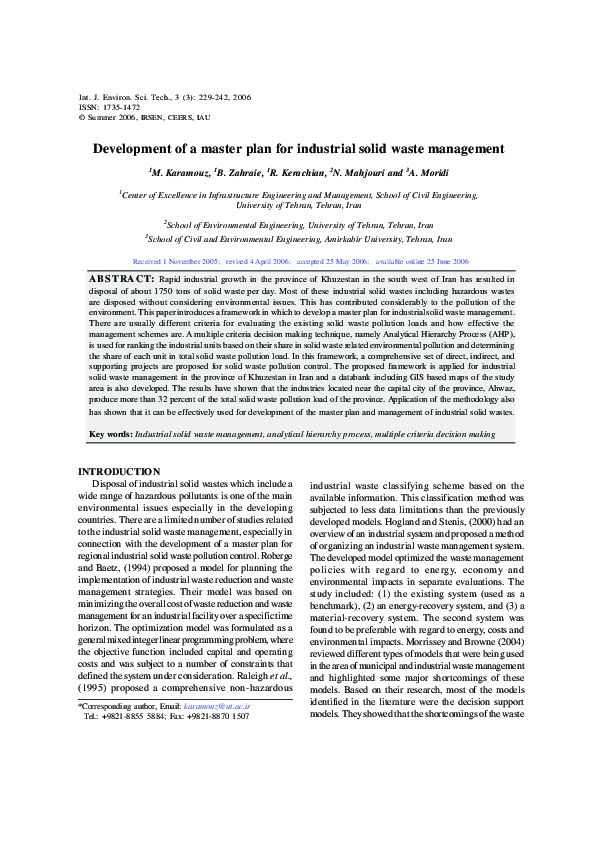 (PDF) Development of a master Development of a master plan for ...