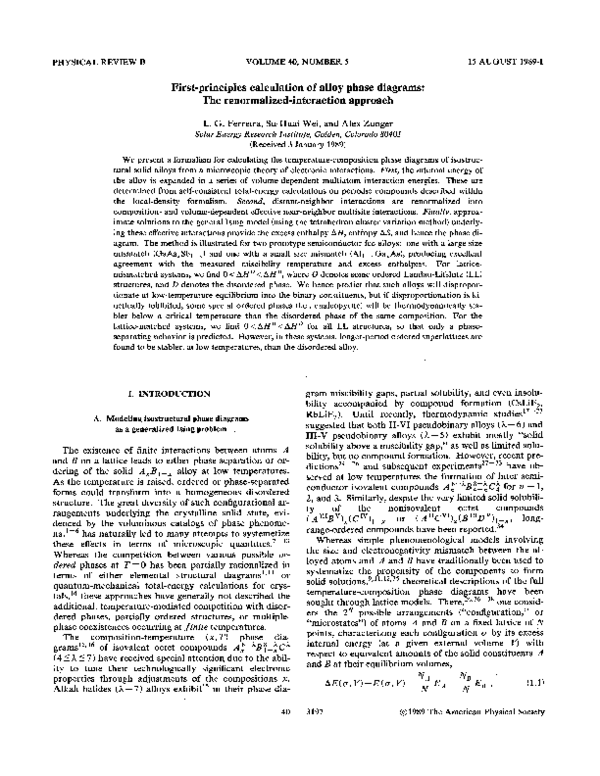 (PDF) First-principles calculation of alloy phase diagrams: The ...