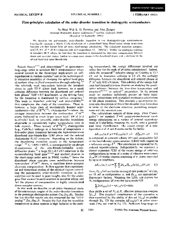 (PDF) First-principles calculation of the order-disorder transition in ...