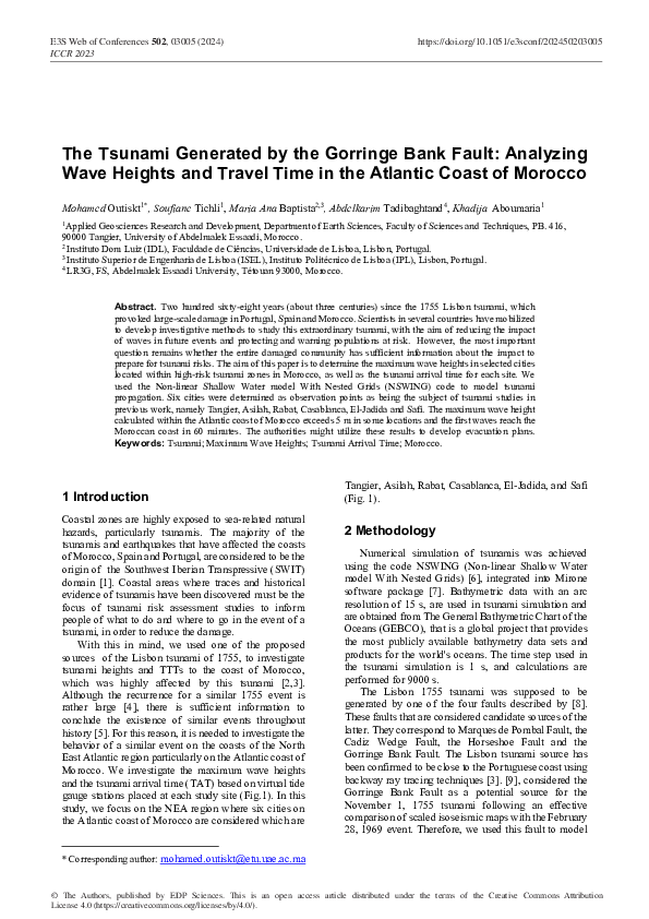 (PDF) The Tsunami Generated by the Gorringe Bank Fault: Analyzing Wave ...