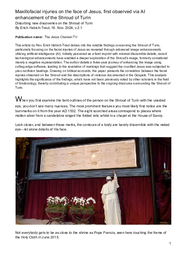 (PDF) A 2000 year old record of Jesus' maxillofacial injuries on the ...