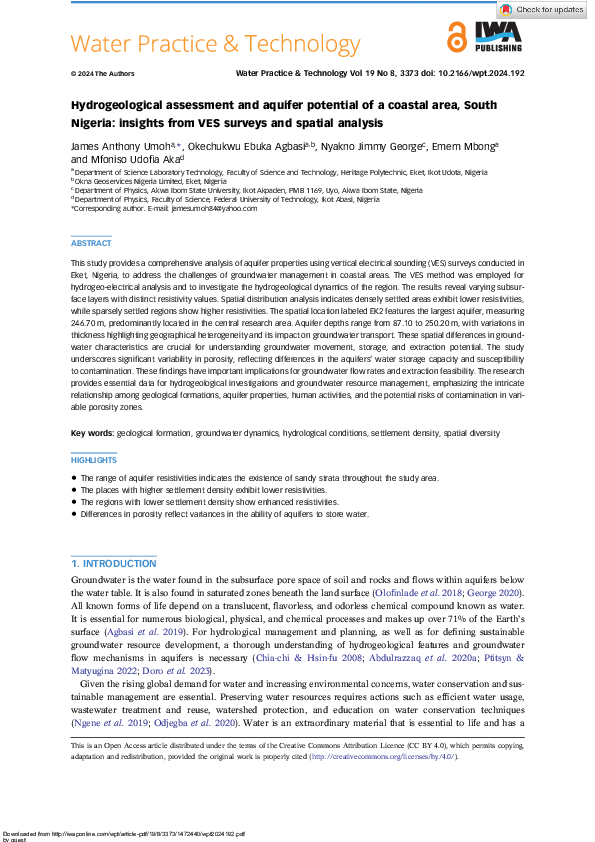 (PDF) Hydrogeological assessment and aquifer potential of a coastal ...