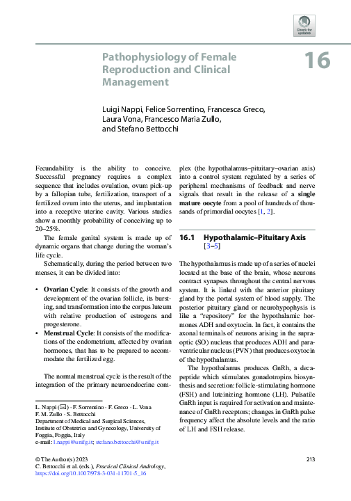 (PDF) Pathophysiology of Female Reproduction and Clinical Management ...