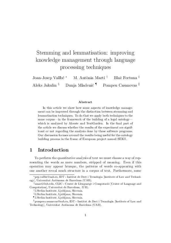 Stemming and Lemmatisation : Improving Knowledge Management through Language Processing Techniques