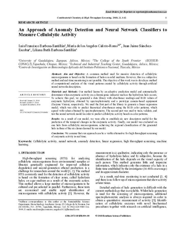 Pdf Neural Network Approach For Cellulolytic Detection