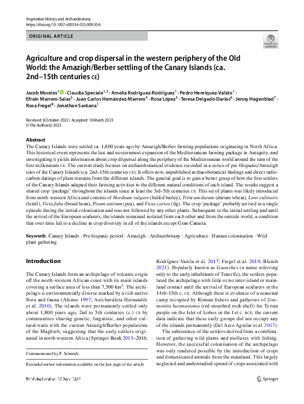 (PDF) Agriculture and crop dispersal in the western periphery of the ...