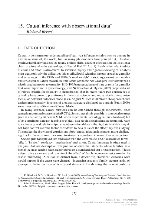 (PDF) Causal inference with observational data