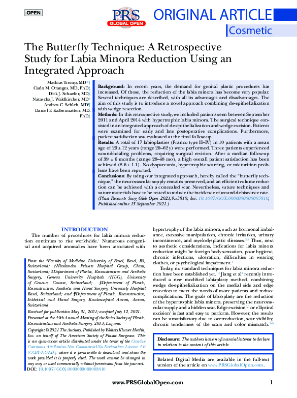 (PDF) The Butterfly Technique: A Retrospective Study for Labia Minora ...