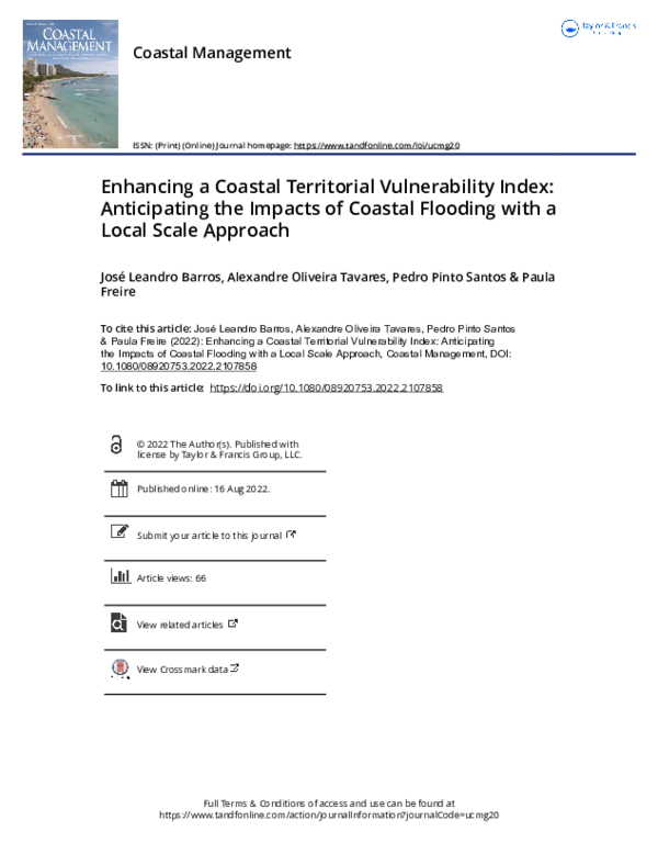 (PDF) Enhancing a Coastal Territorial Vulnerability Index: Anticipating the Impacts of Coastal ...