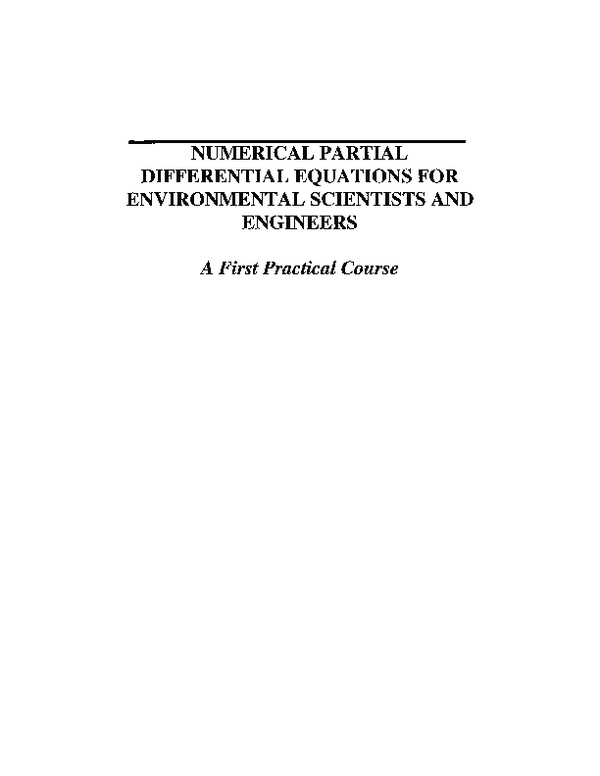 (PDF) Numerical partial differential equations for environmental scientists and engineers: a ...