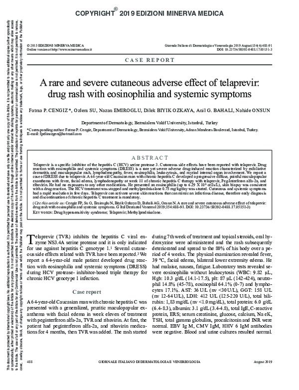 (PDF) A rare and severe cutaneous adverse effect of telaprevir: drug ...