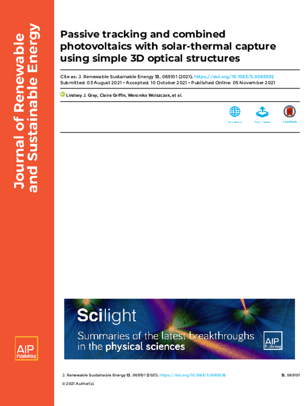 (PDF) Passive tracking and combined photovoltaics with solar-thermal ...