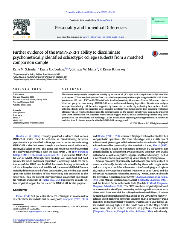 (PDF) Further evidence of the MMPI-2-RF's ability to discriminate ...