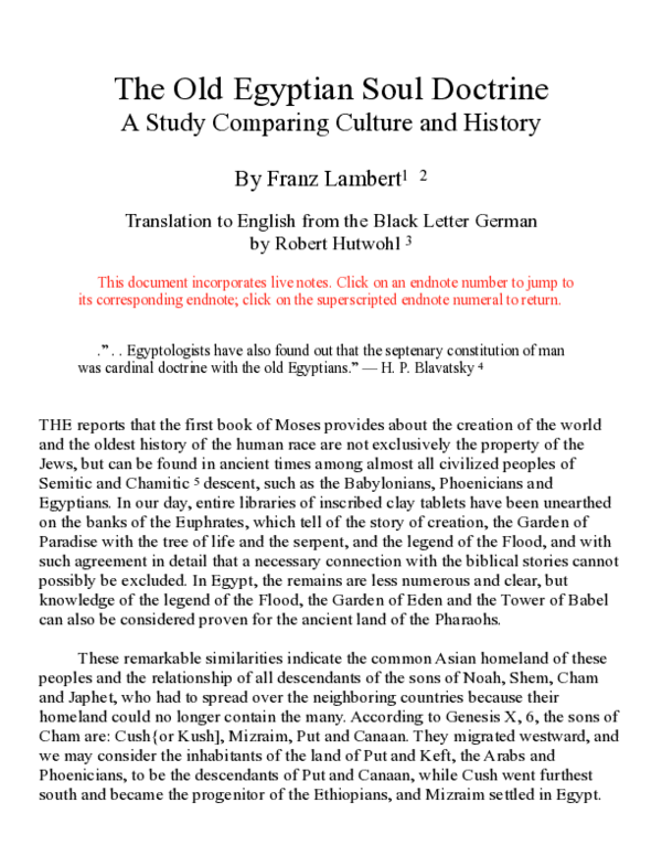 (PDF) The Old Egyptian Soul Doctrine A Study Comparing Culture and ...