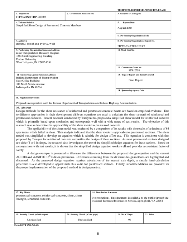 (PDF) Simplified Shear Design of Prestressed Concrete Members