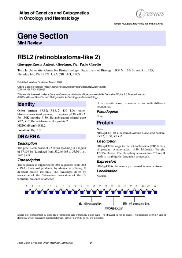 (PDF) Atlas of Genetics and Cytogenetics in Oncology and Haematology